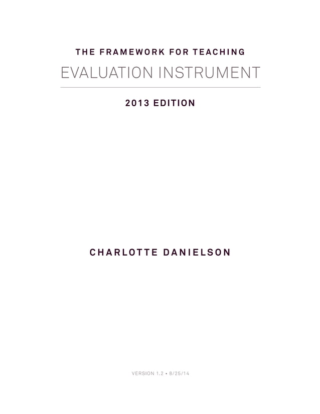 Charlotte Danielson Evaluation Instrument | PDF