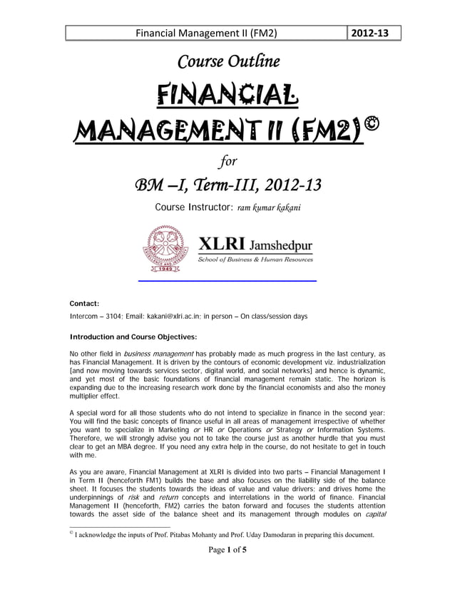 2013 fm2 outline | PDF