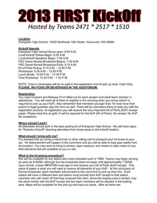 2013 FRC kickoff workshop schedule for vancouver washington | PDF ...