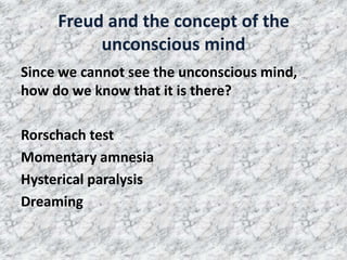 2013 freud and the concept of the unconscious mind | PPTX
