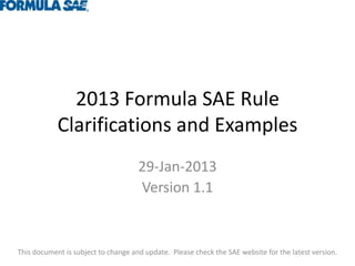 2013 FSAE Rules, clarifications and examples | PPTX | Bodybuilding | Sports