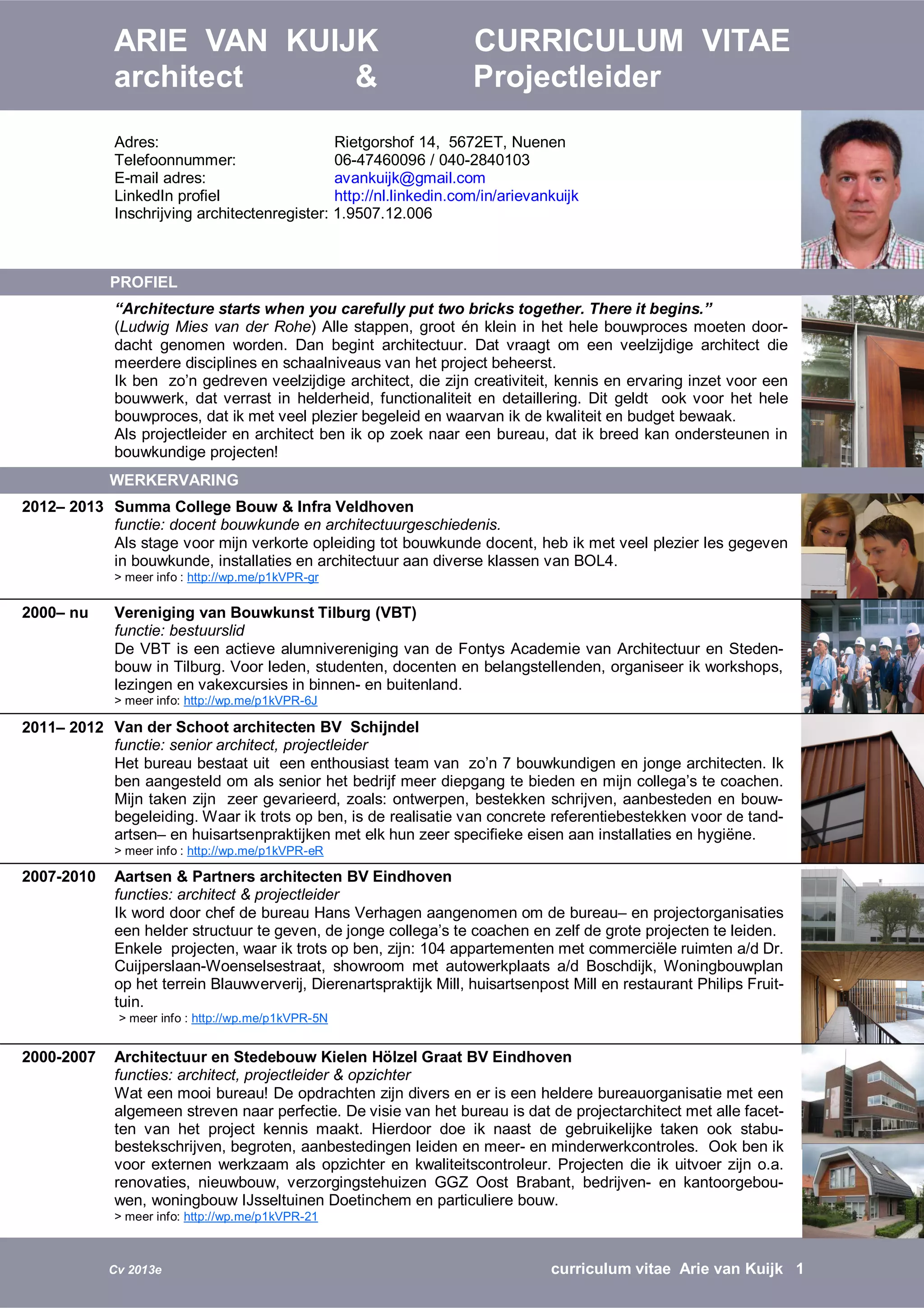 CV architect & docent bouwkunde | PDF