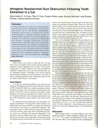 2013 iatrogenic nasolacrimal duct obstruction following tooth ...