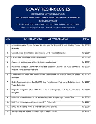 2013 ieee embedded project titles | PDF