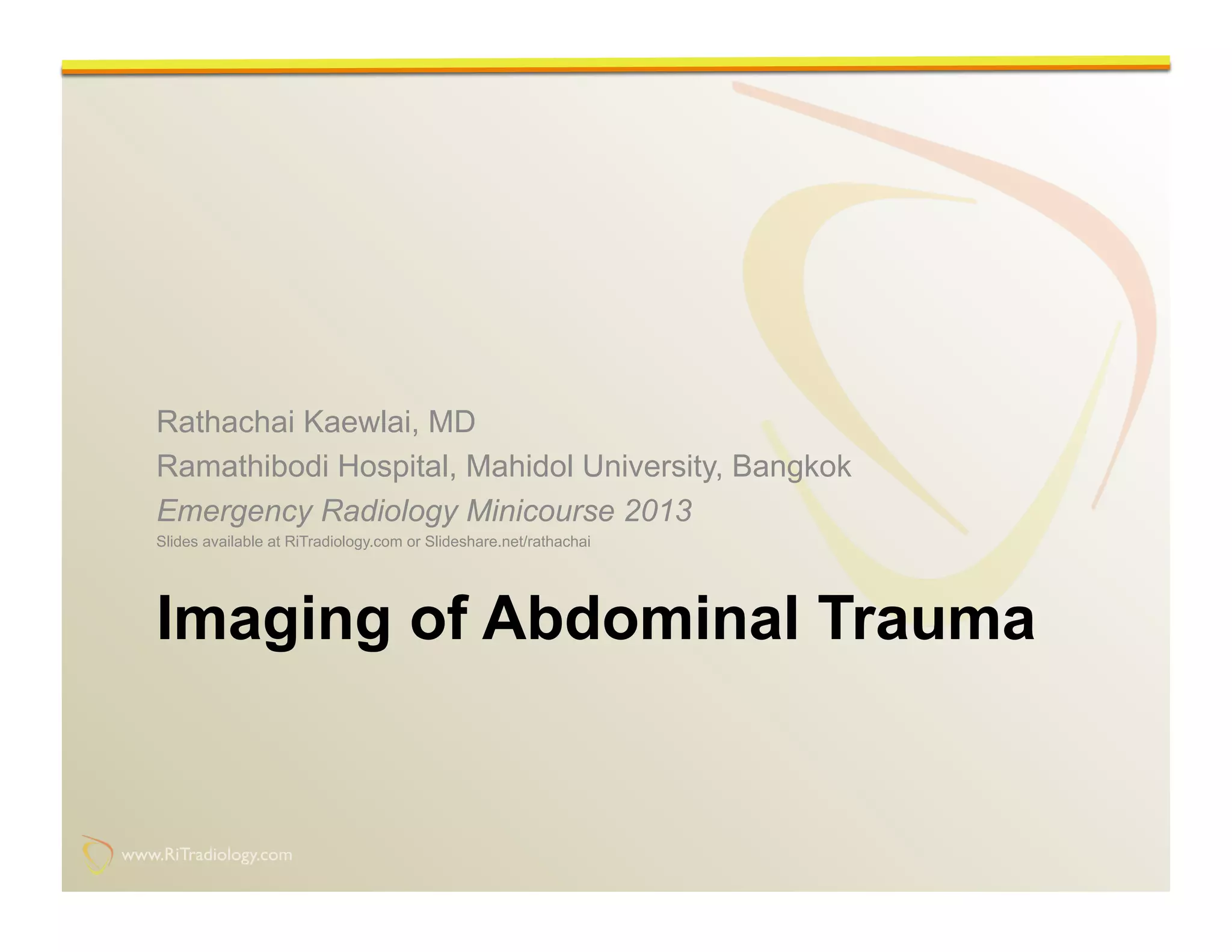 Imaging of Abdominal Trauma | PDF