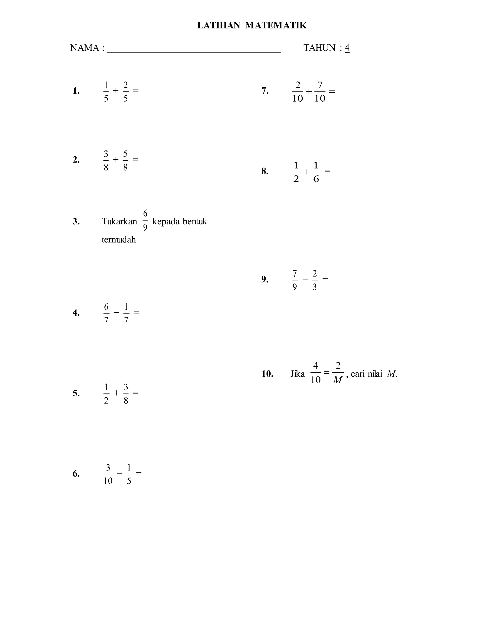 2013 lembaran kerja math | PDF