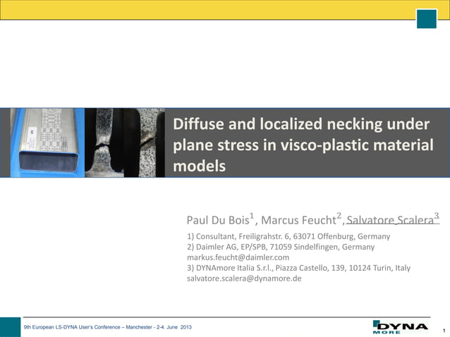 Diffuse and localized necking under plane stress in visco-plastic ...