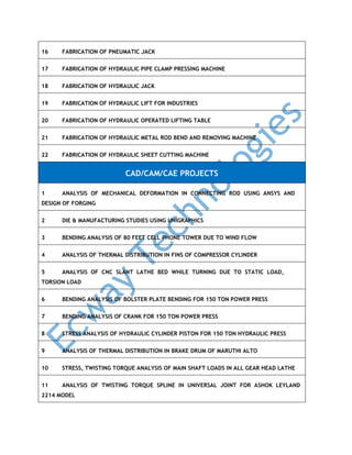 2013 mechanical project titles | PDF