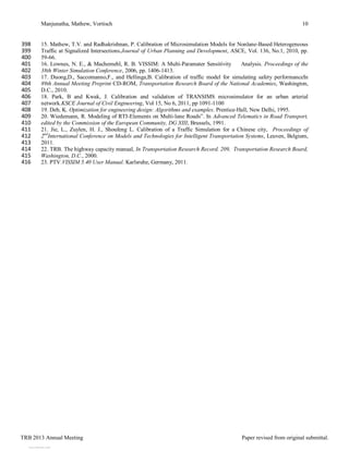 2013 methodology for the calibration of vissim in mixed traffic | PDF