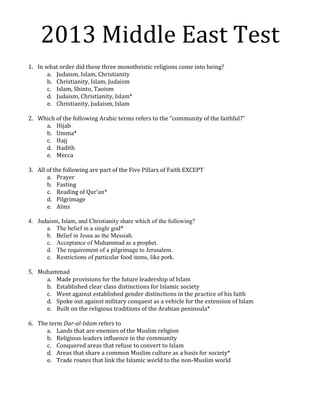 2013 middle east test | PDF