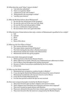 2013 middle east test | DOCX