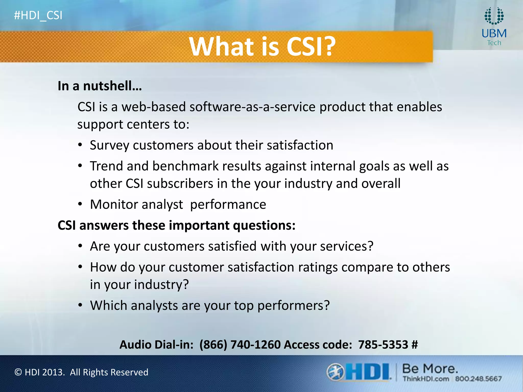 September 2013 HDI CSI Service Presentation | PDF