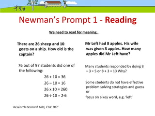 2013 newmans error analysis and comprehension strategies | PPT