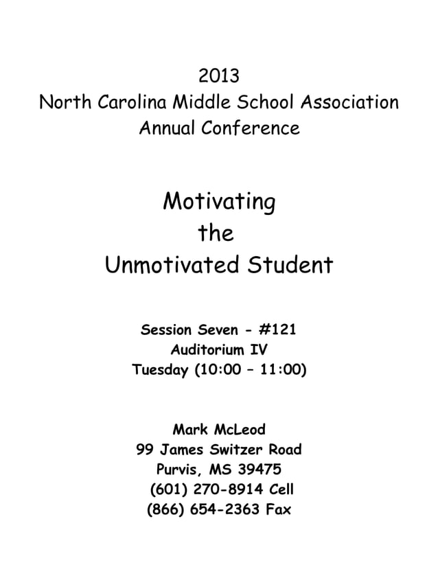 Motivating the Unmotivated Student | PDF