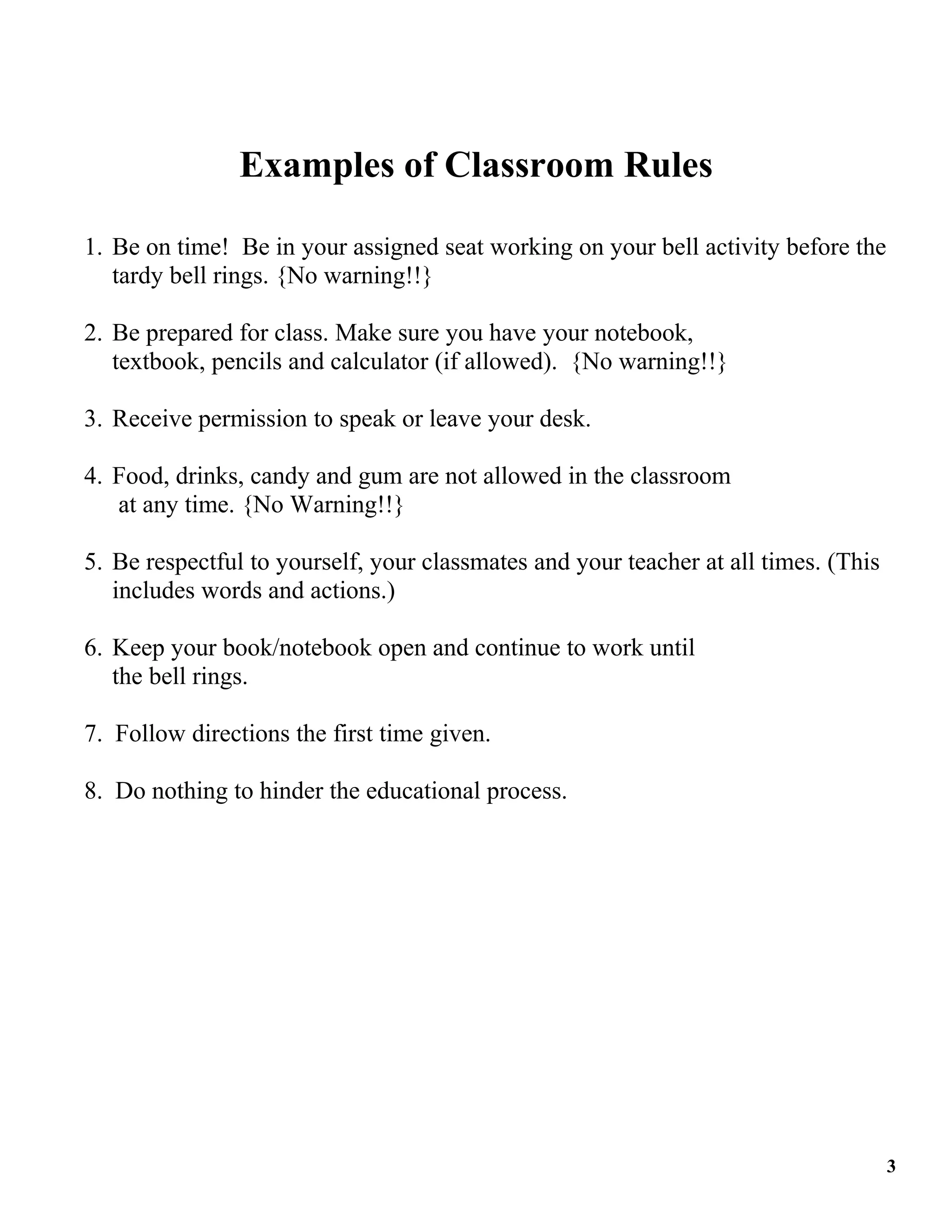 Developing and Teaching Classroom Expectations | DOC