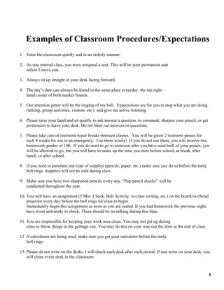 Developing and Teaching Classroom Expectations | DOC