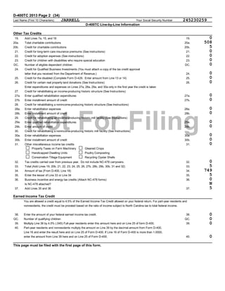2013 north carolina_return sylvia_jarrell | PDF | Credit Cards ...