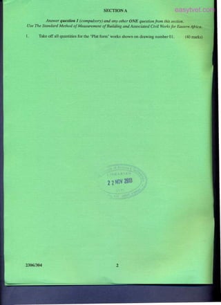 Past paper measurement of building and civil eng. | PDF