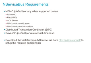 Message Oriented Architecture using NServiceBus | PPTX