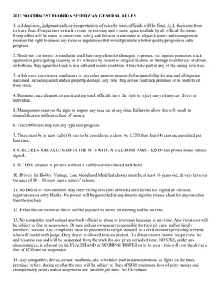 2013 nwflspdwy general rules | PDF