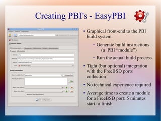 2013 Ohio LinuxFest - Ports, Packages, and PBI's | PPT