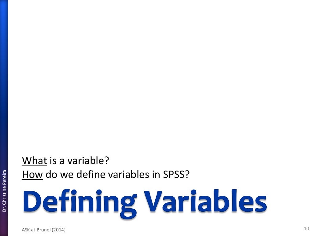 Basics of SPSS, Part 1