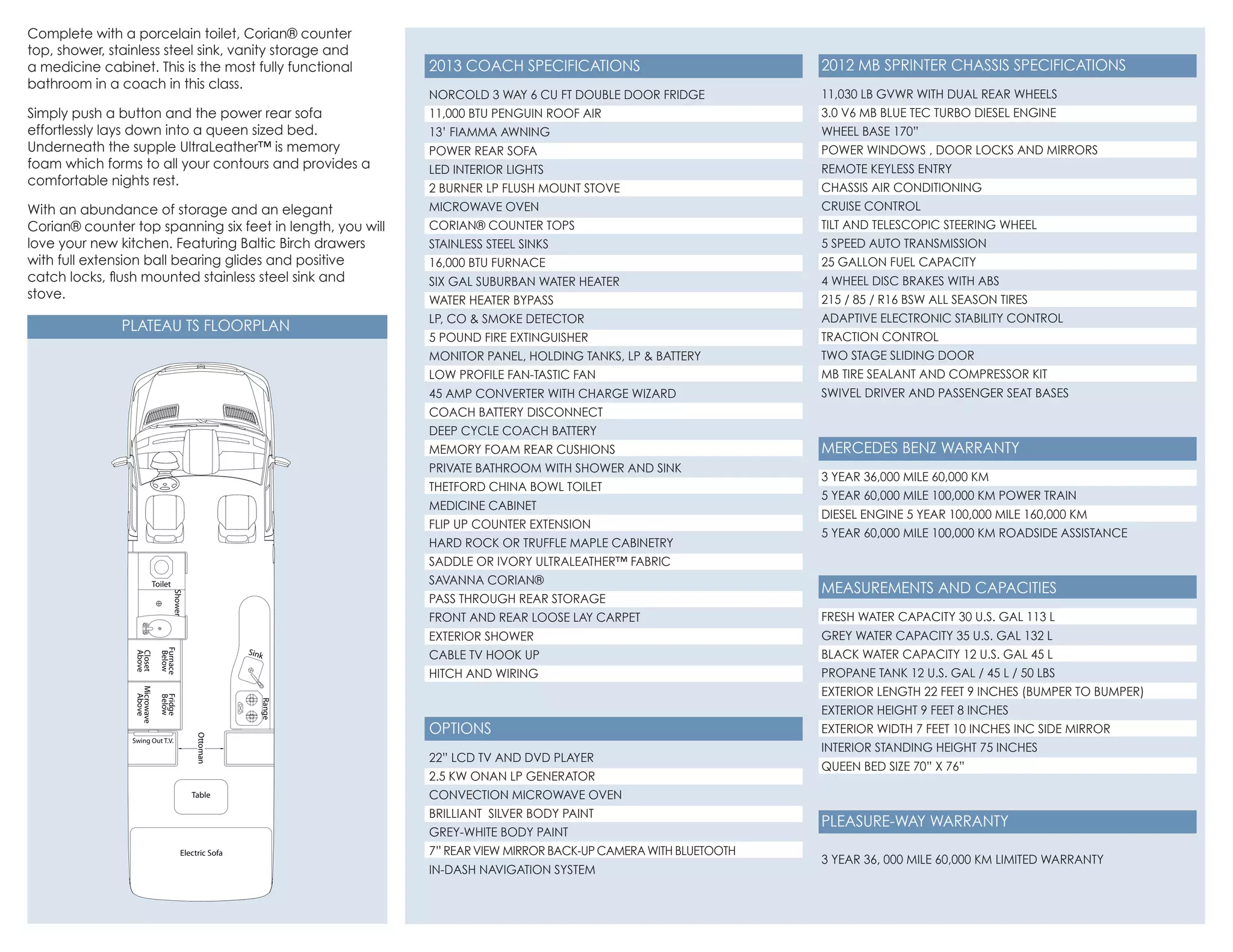2013 Pleasure Way Class B Motorhomes | PDF