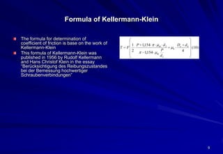 2013 Presentation torque - tension and coefficient of friction of bolts ...