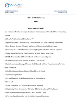 IEEE projects java and dotnet for BE BTECH ME MTECH MCA MCS Diploma ...