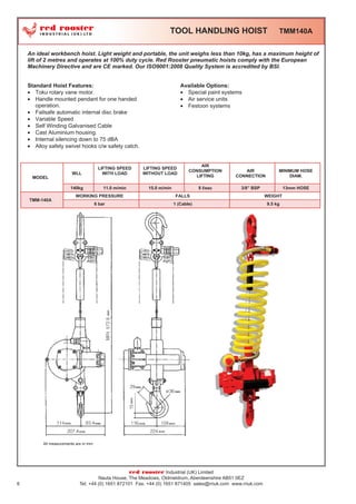 Red Rooster air hoist catalogue | PDF