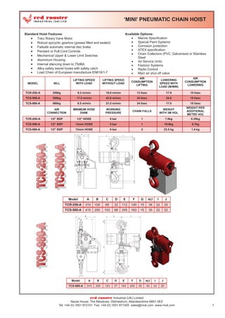 Red Rooster air hoist catalogue | PDF