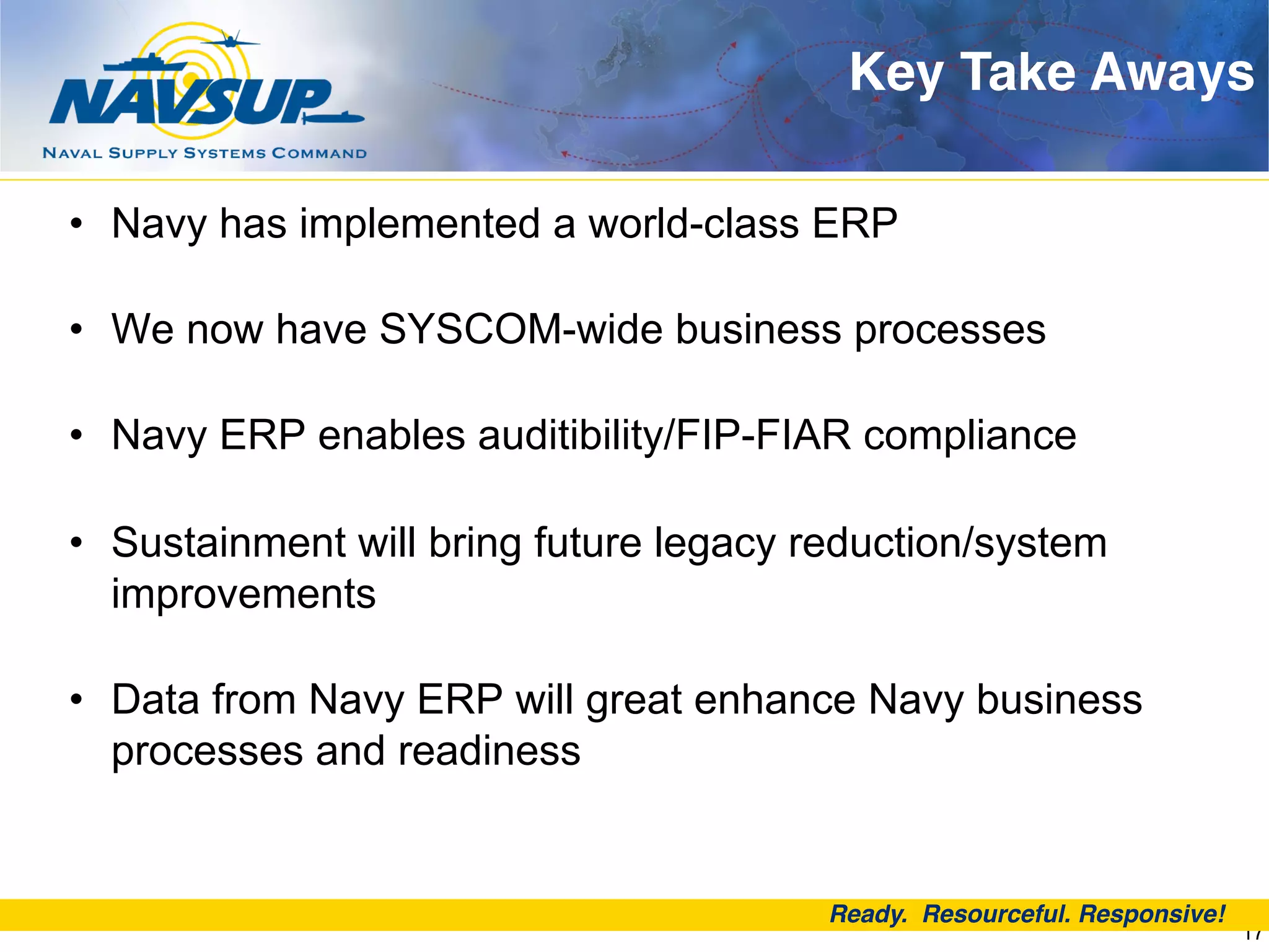 Navy Enterprise Resource Planning (ERP): The Journey Continues | PDF