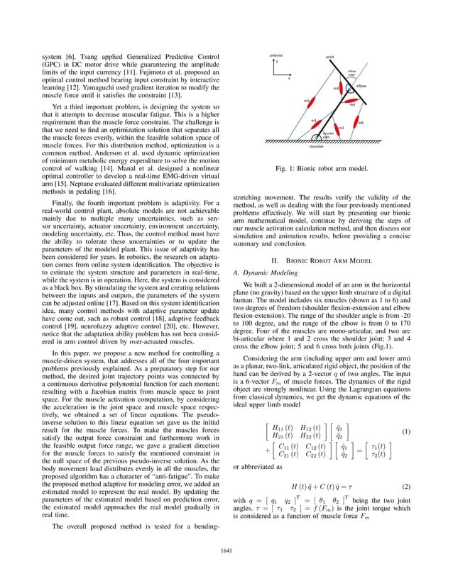 Muscle Force Control Of A Kinematically Redundant Bionic Arm With Real Time Parameter Update Pdf