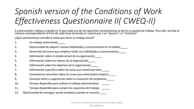 Structural Emporwerment Scale in Spanish | PPT