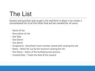 2013 SharePoint Fest DC - Build a SharePoint Intake/Request List | PPT
