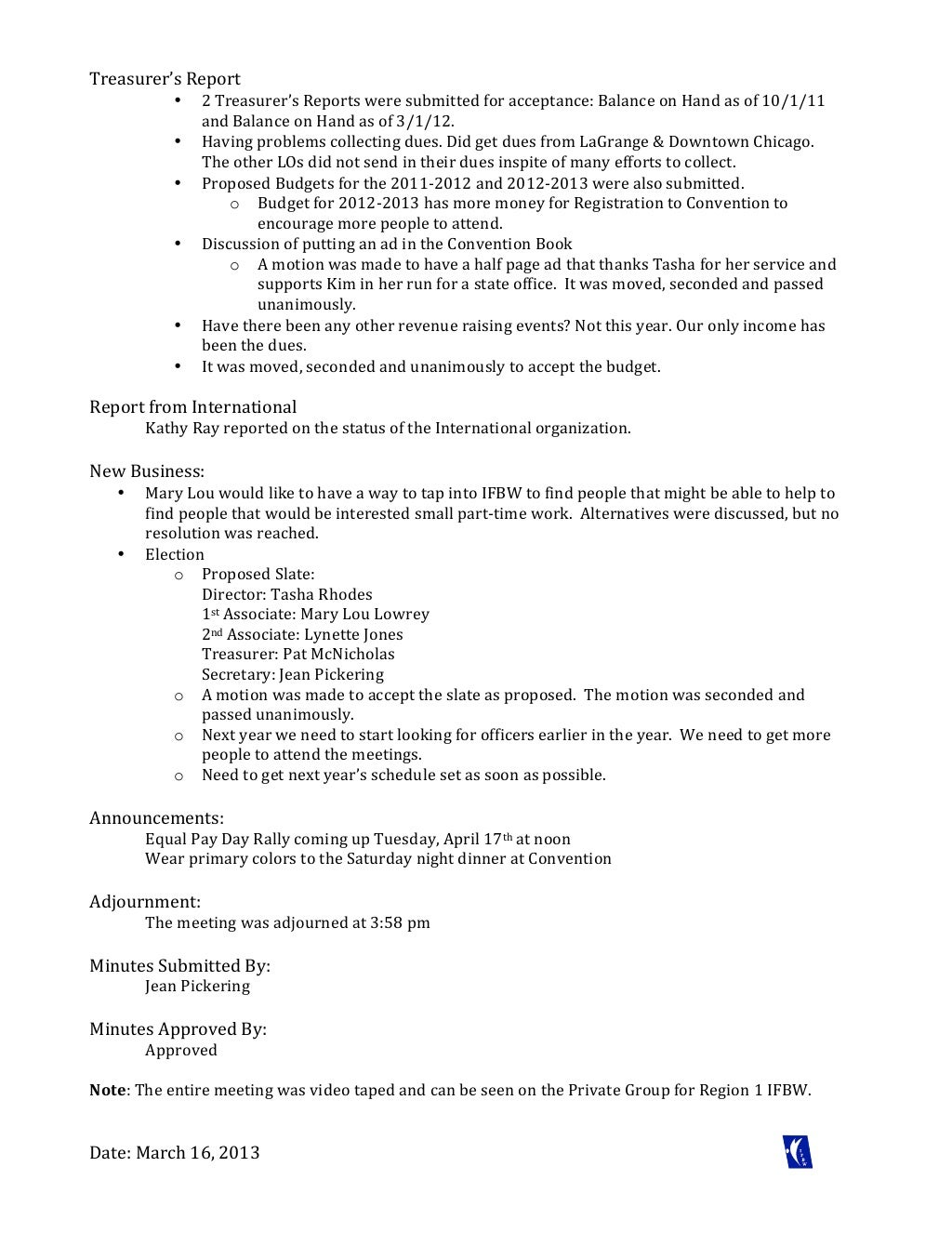 2013 spring meeting handouts