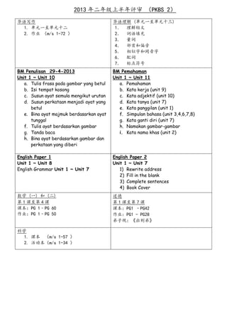 2013 std2 kaoshifanwei (pkbs2) | PDF