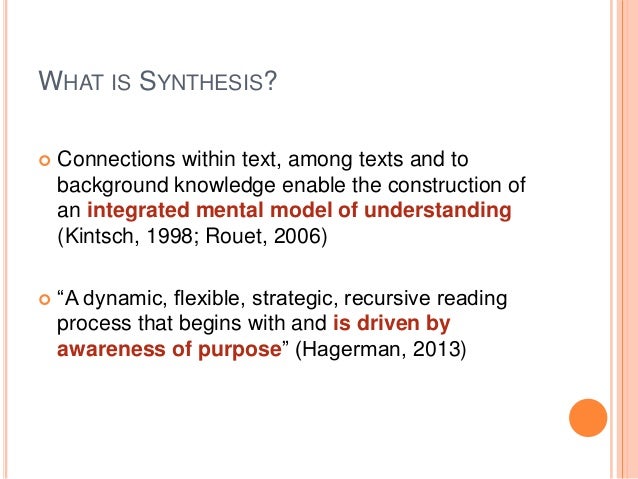 Creative Synthesis as Part of the Inquiry Process: Foundational Ideas