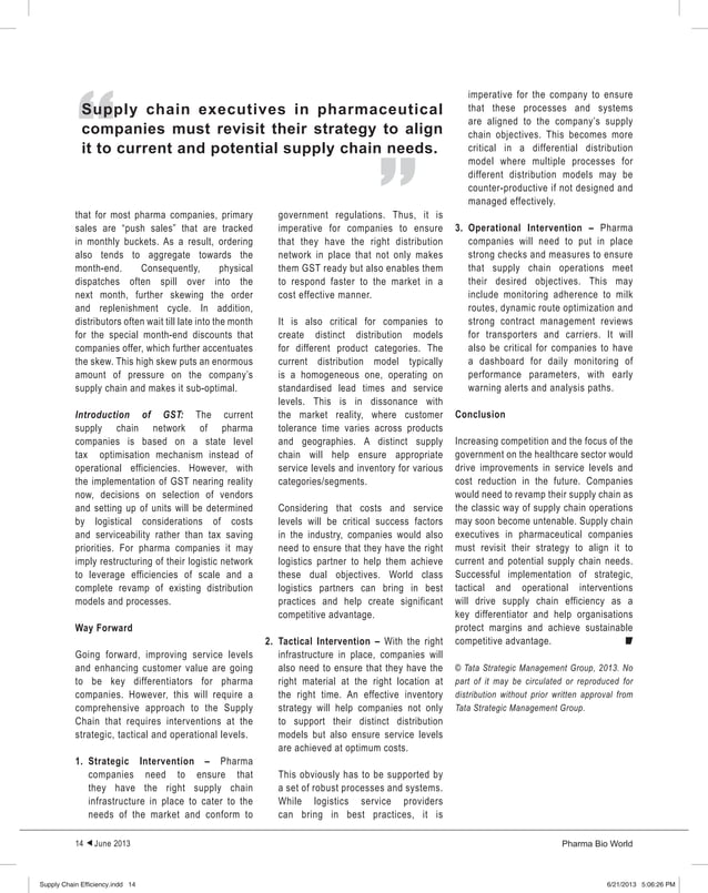 Supply Chain Efficiency – A Lever for Enhanced Competitiveness | PDF