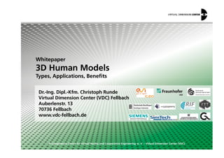 3D Human Models: VDC-Whitepaper | PDF