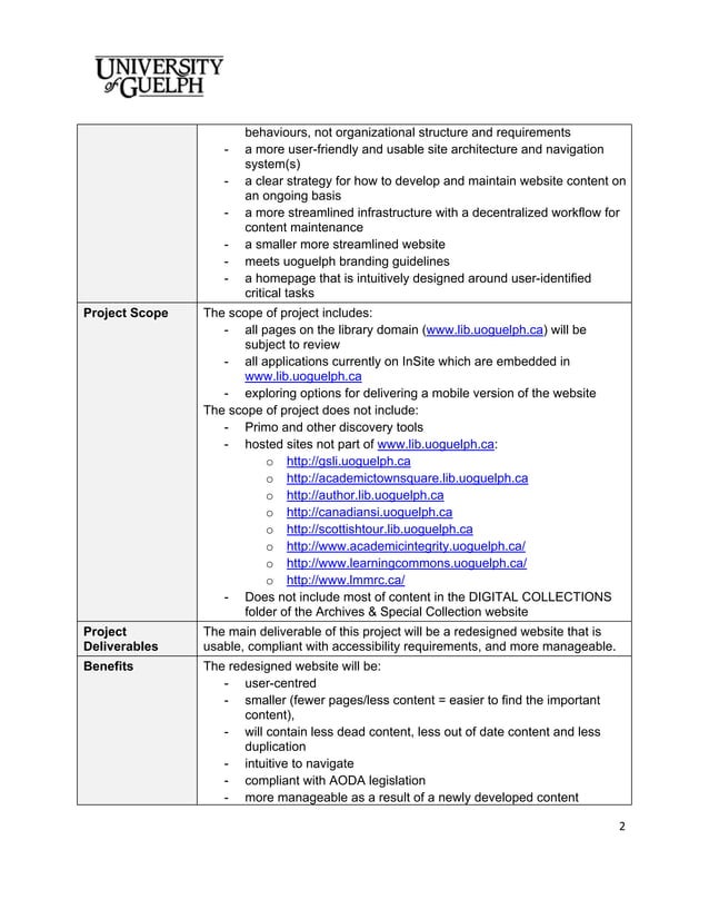 2013 website redesign_project_charter_final | PDF | Web Development ...