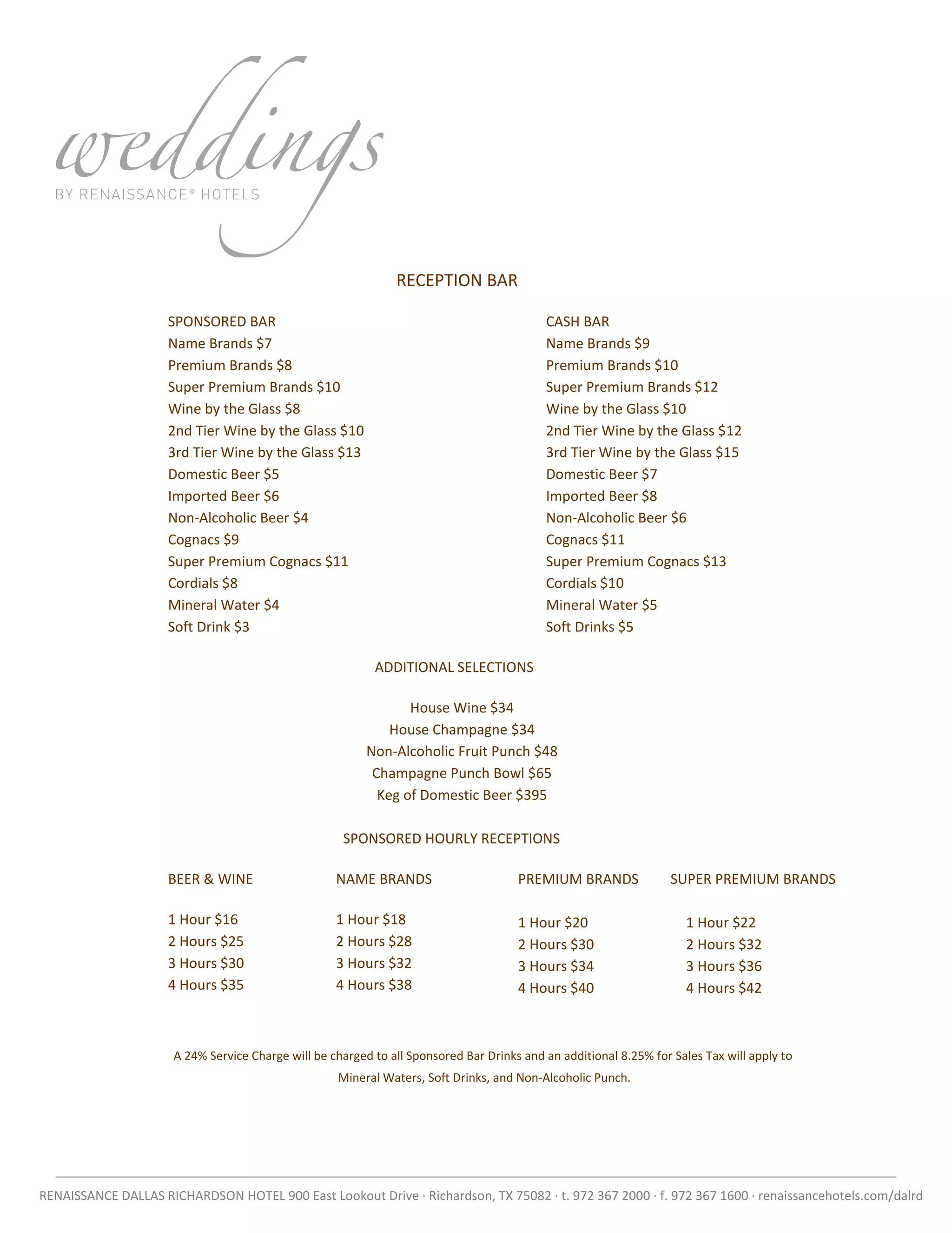 Renaissance Dallas Richardson 2013 Wedding Package | PDF