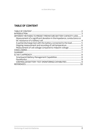 Monitoring of Lead Acid Batteries - an Eltek White Paper | PDF