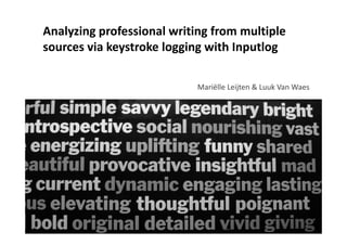 Analyzing professional writing from multiple sources via keystroke logging with Inputlog | PPT
