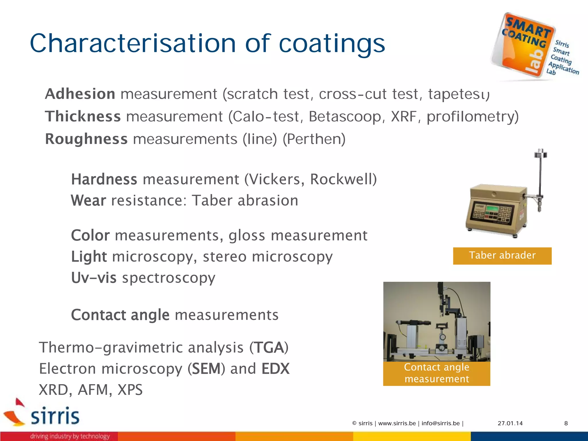 Workshop Smart Coatings Application Lab - Natchemische Coatings - 14-01 ...