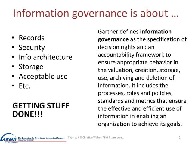 Principles of Holistic Information Governance - Presented to ARMA ...