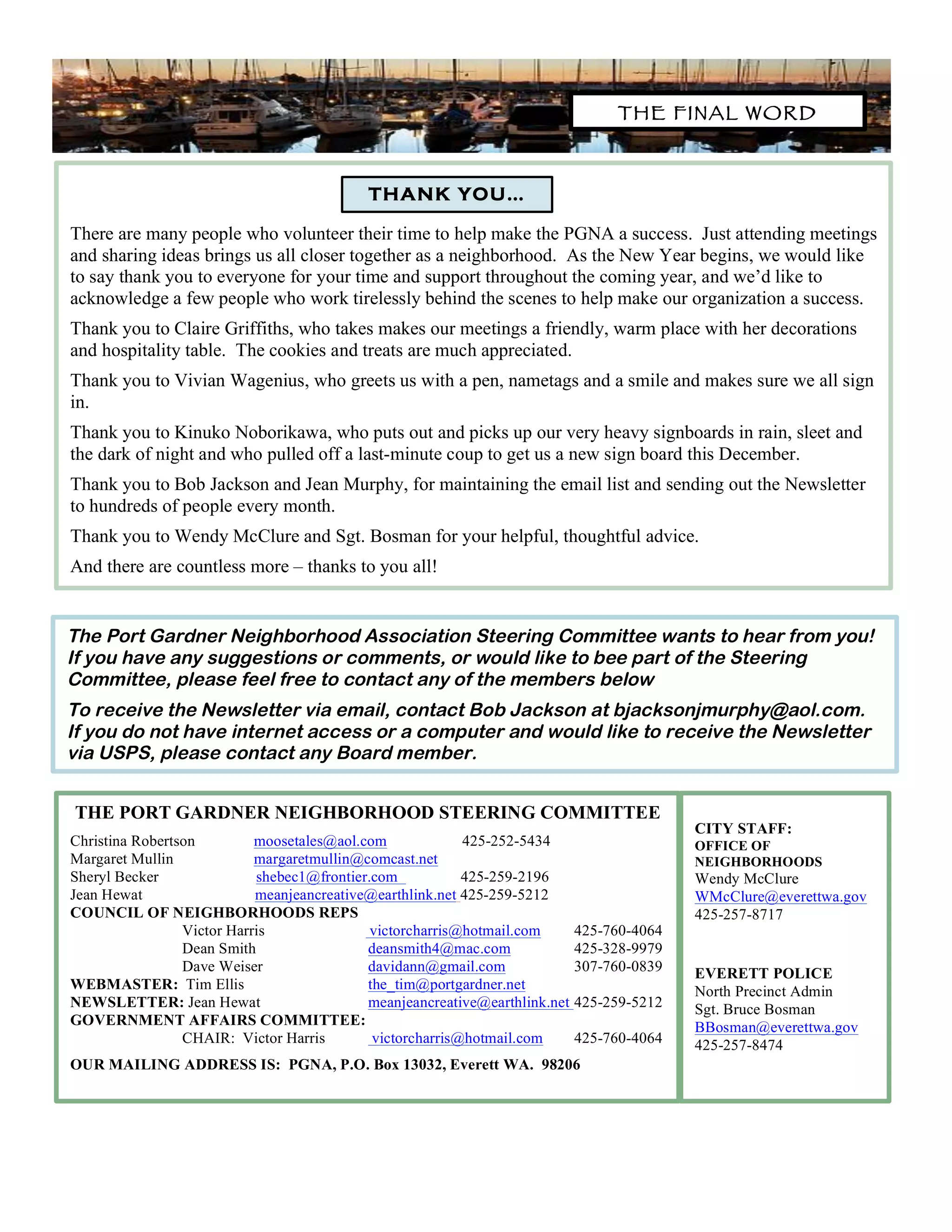 Port Gardner, Everett - January 2014 Newsletter | PDF