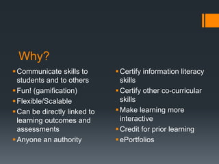 Digital Badges in Libraries: Skills-based Instruction, Code-shifting ...