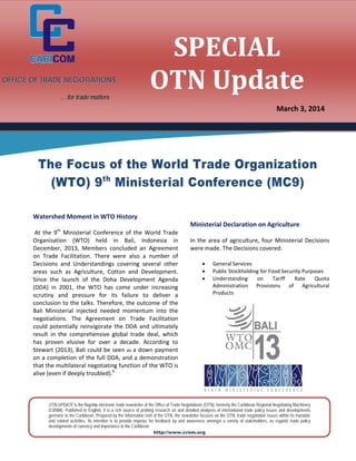 2014-03-03 OTN Special Update (The Focus of the WTO MC9) | PDF