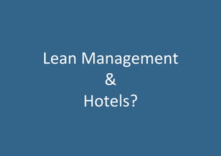 Lean Management in der Hotellerie | PPT